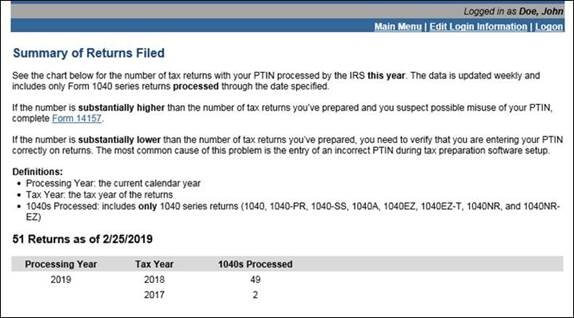 Monitor “Returns Filed Per PTIN” for Suspicious Activity - North ... Monitor “Returns Filed Per PTIN” for Suspicious Activity - North ...